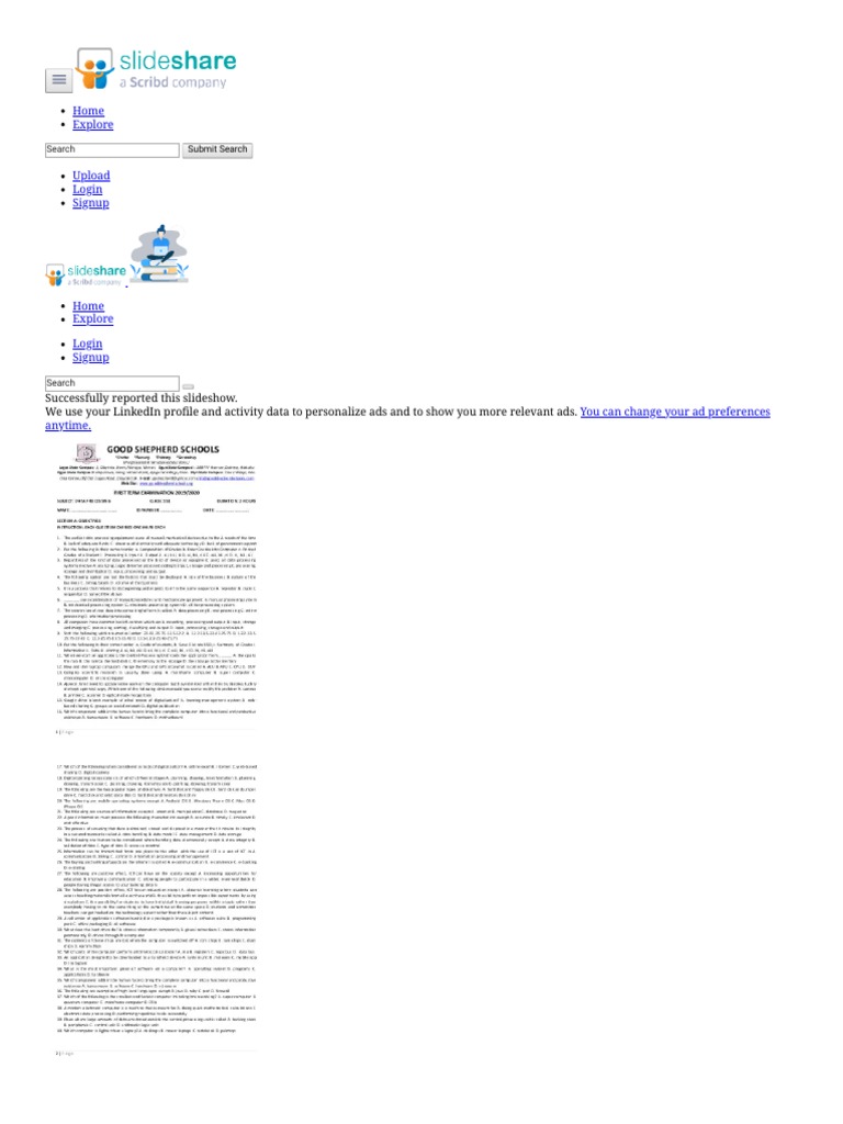 Ss1 Data Processing Examination (First Term) | PDF