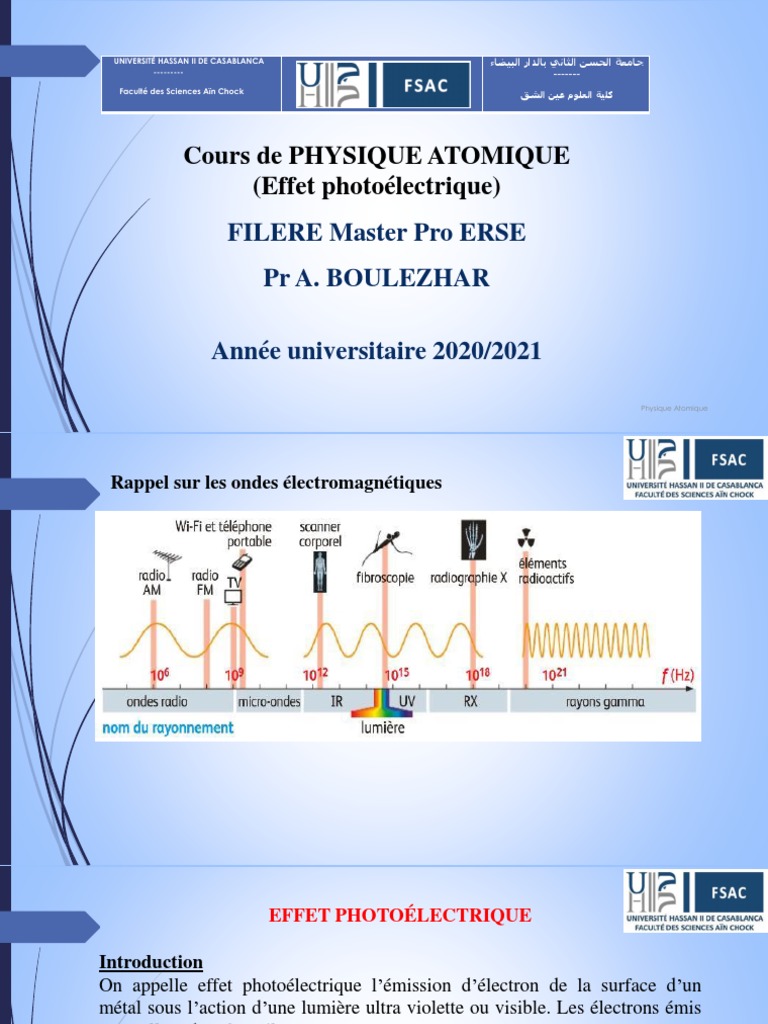 Cours sur l'effet photoélectrique | PDF | Effet photoélectrique | Électron