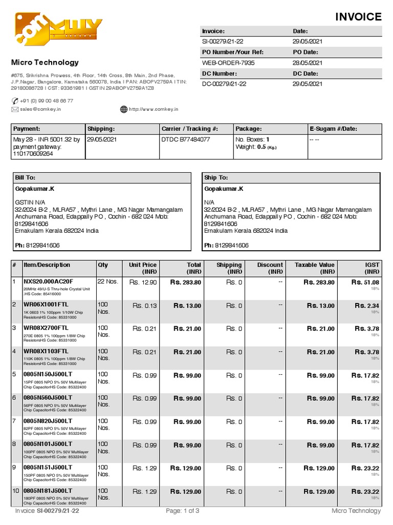 Invoice: Micro Technology | PDF | Economies | Payments