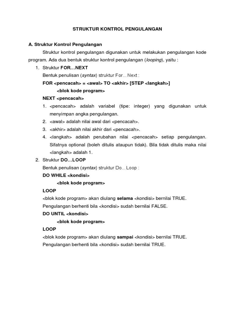 Struktur Kontrol Pengulangan dalam Pemrograman | PDF | Komputer