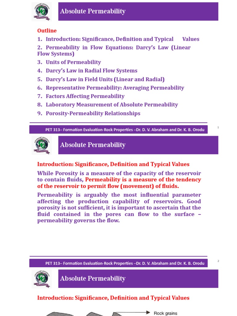 Absolute Permeability: Outline | PDF | Permeability (Earth Sciences ...