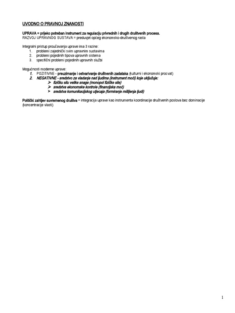 Osnove Uprave Moja Skripta | PDF