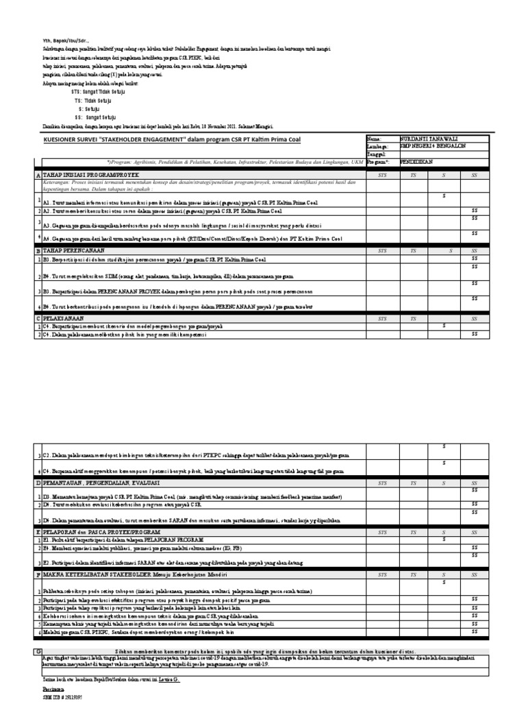 Stakeholder Engagement Survey | PDF