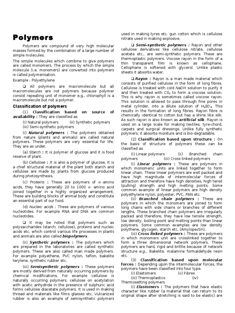 01 Polymer Theory Final e | PDF | Polymerization | Polymers