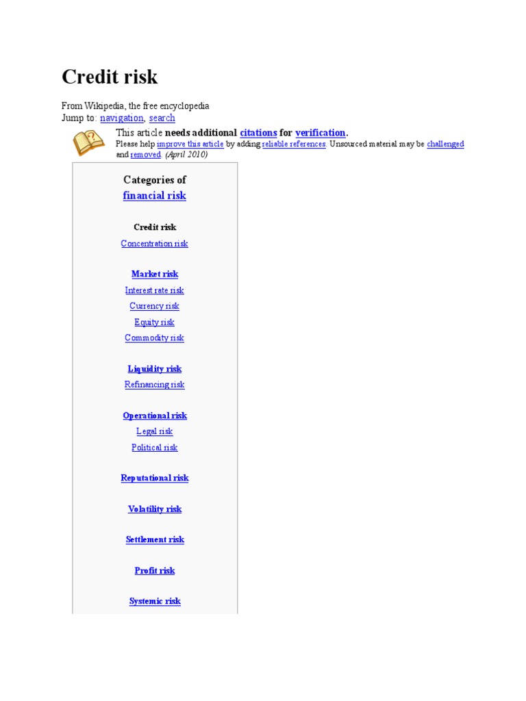 Credit Risk: Categories of | PDF | Credit Risk | Credit