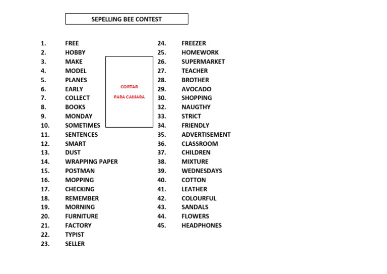 SPELLING BEE - 6th Grade | PDF