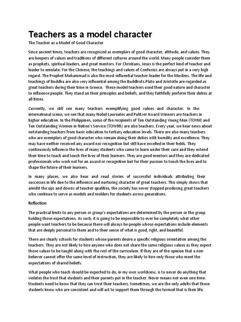 Teacher As Model Character | PDF | Teachers | Mind