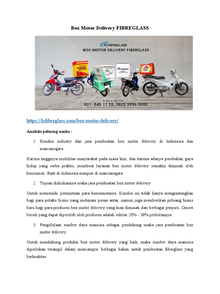 Peluang Usaha Box Motor Delivery Fiberglass | PDF