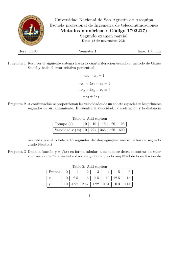 Segundo Examen de Metodos Numericos | PDF | Análisis numérico | Algoritmos