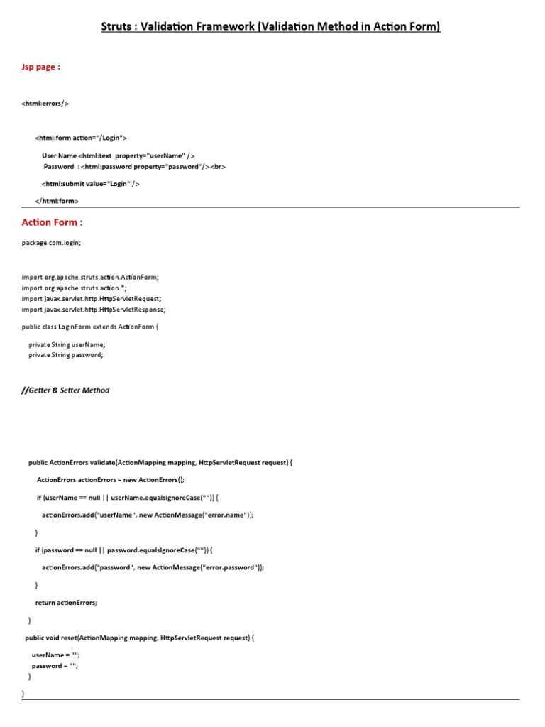 Struts Validation Framework Guide | PDF | Password | User (Computing)