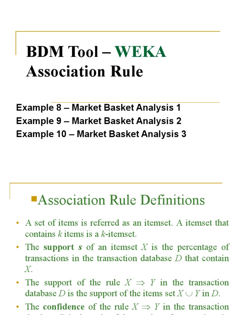 WEKA Association Rule Examples | PDF | Financial Transaction | Theoretical Computer Science