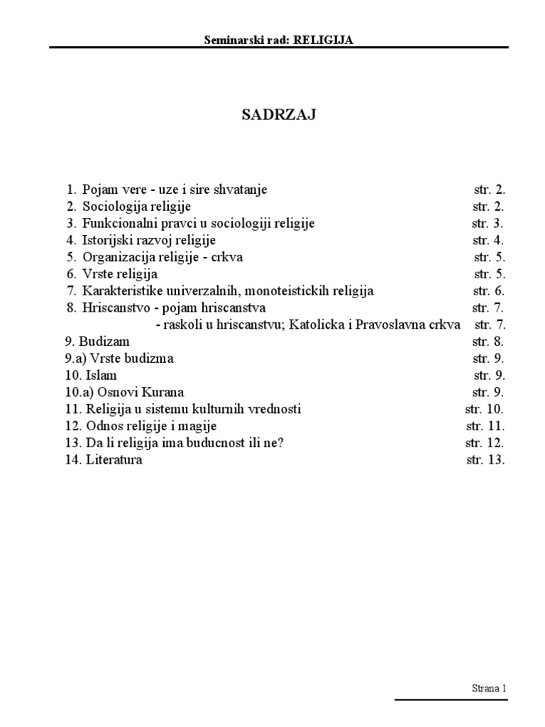SOCIOLOGIJA Seminarski | PDF