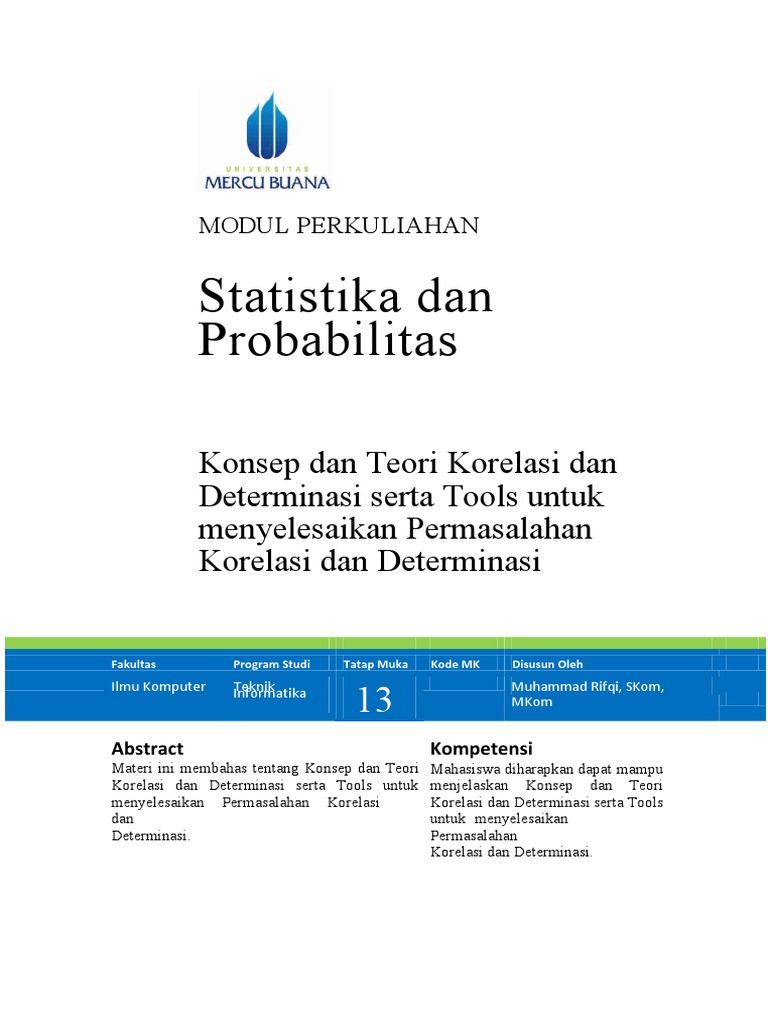 Modul 13 Statistika Dan Probabilitas | PDF
