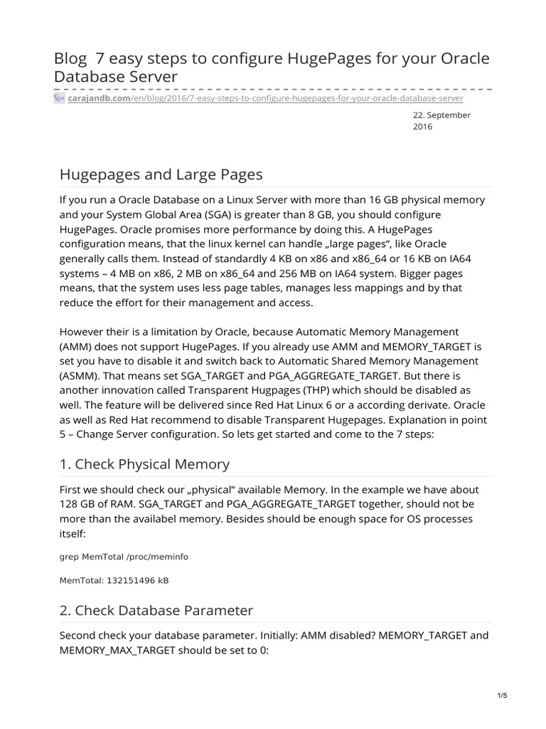 Configure HugePages for Oracle DB | PDF | Computer Data | Operating System Technology