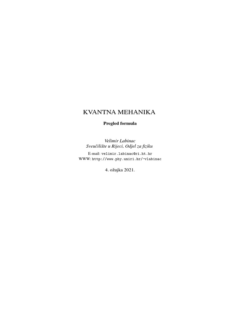 Kvantna Mehanika | PDF