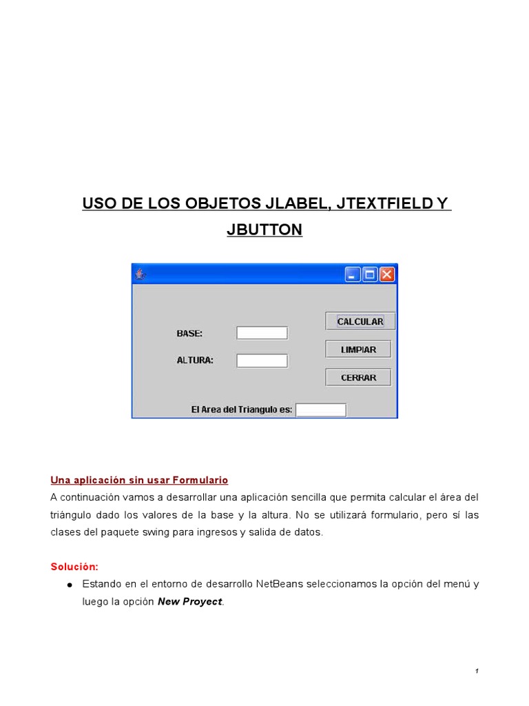 Tema 2 Objetos JLabel JTextField JButton | PDF | Java (lenguaje de programación) | Ventana ...