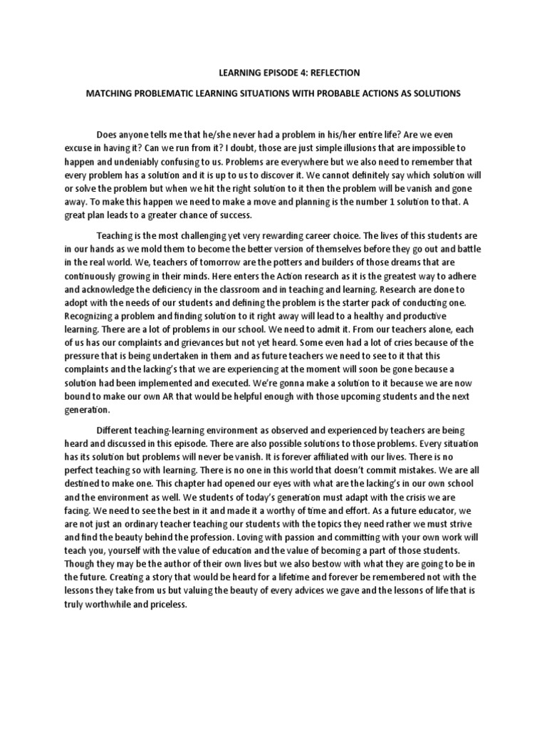 Learning Episode 4-Reflection | PDF | Learning | Behavior Modification