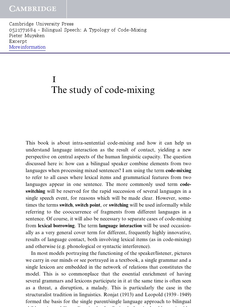 Code Mixing Types | Multilingualism | Syntax