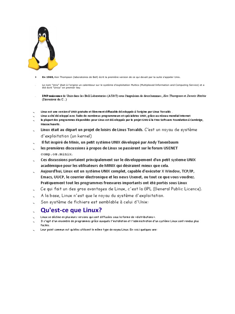 Histoire Linux | PDF | Unix | Linux