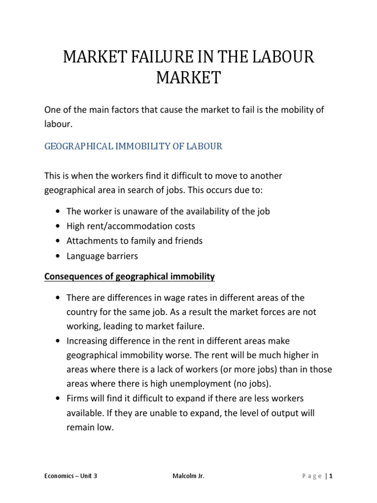 Labour Market Failures Explained | PDF | Labour Economics | Unemployment