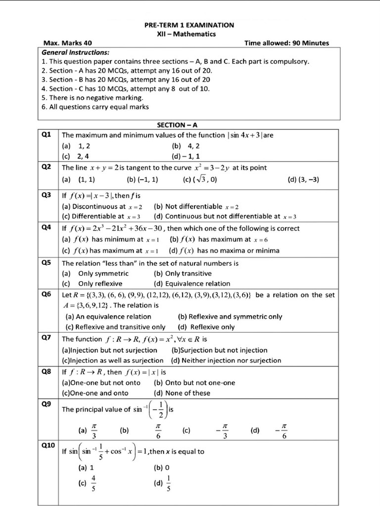 Sample Paper 9 (12th Maths) | PDF