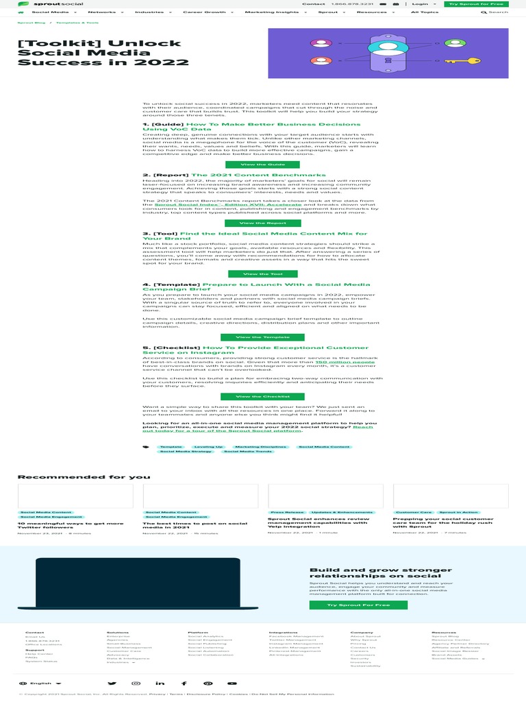 (Toolkit) Unlock Social Media Success in 2022 - Sprout Social | PDF ...