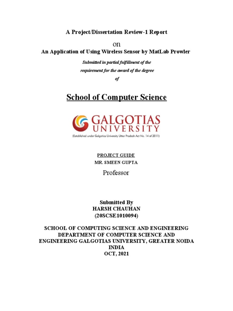 School of Computer Science: A Project/Dissertation Review-1 Report ...