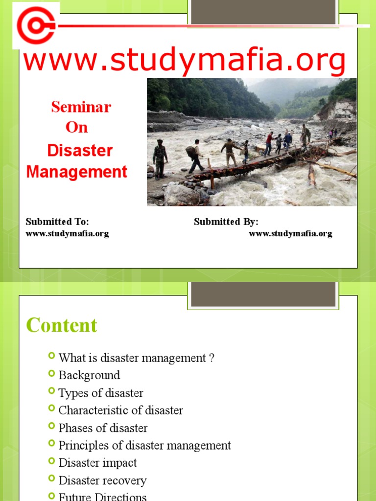 Seminar on Disaster Management Overview | PDF | Emergency Management ...