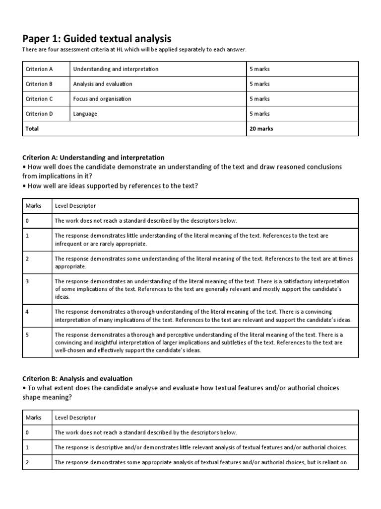 Paper 1 Guided Textual Analysis RUBRIC | Download Free PDF | Accuracy And Precision | Grammar