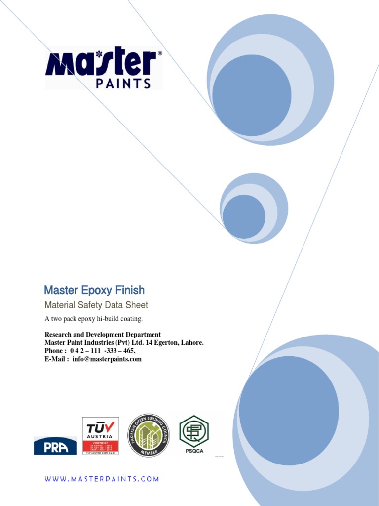Master Epoxy Finish: Material Safety Data Sheet | PDF | Epoxy | Paint
