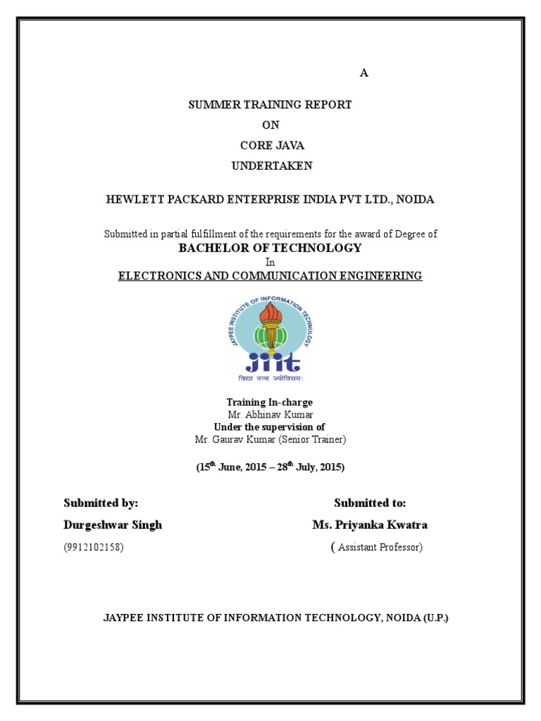 Java Summer Training Report | PDF | Method (Computer Programming) | Inheritance (Object Oriented ...