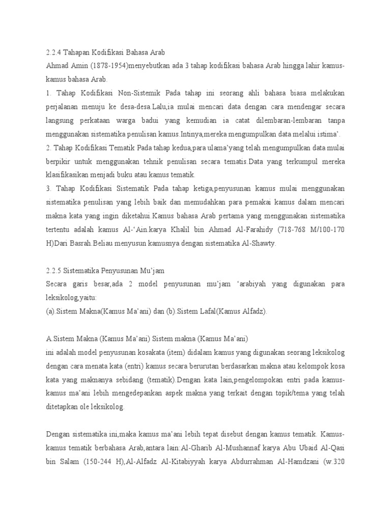 Tahapan Kodifikasi Bhs Arab | PDF | Seni & Disiplin Bahasa | Kajian Bahasa Asing