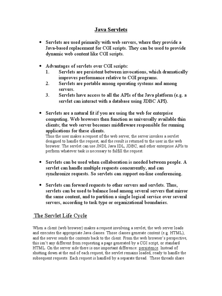 Java Servlets: The Servlet Life Cycle | PDF