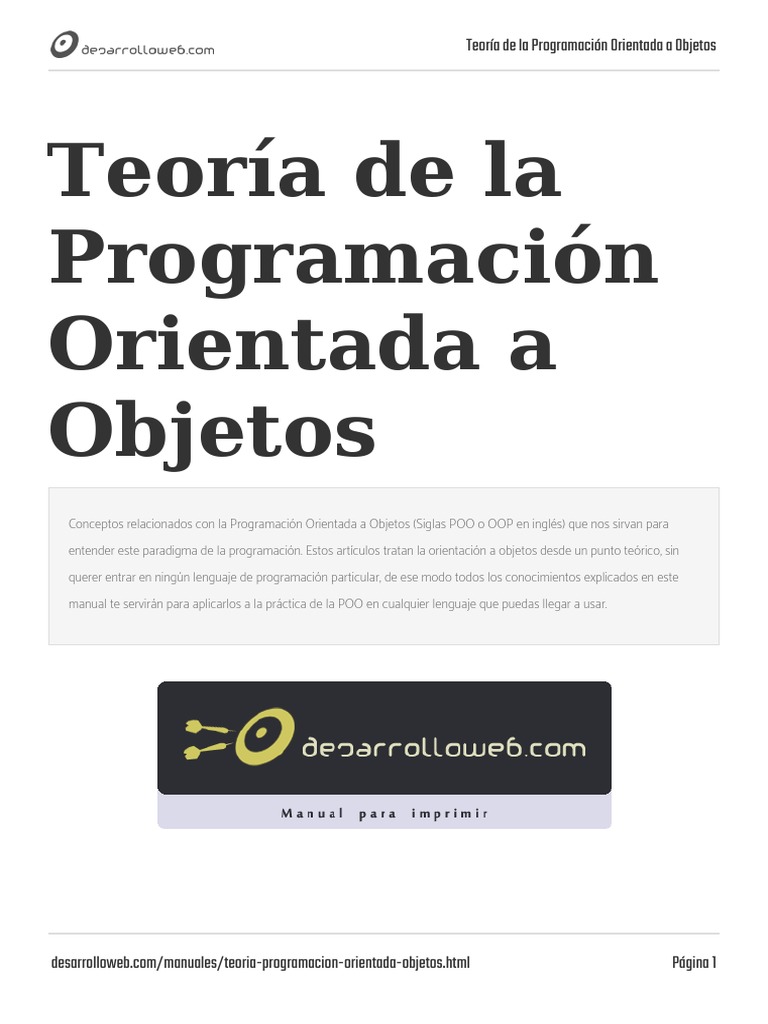 Teoría de La Programación Orientada A Objetos | Descargar gratis PDF | Objeto (informática ...