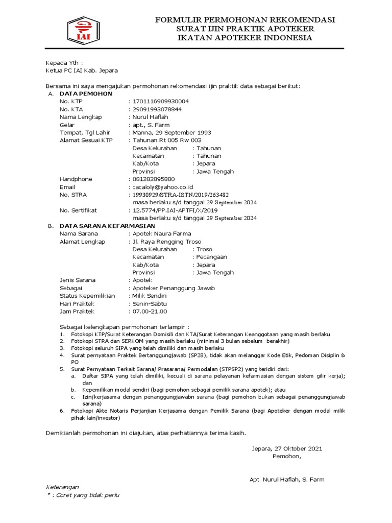 Form Pengajuan SIPA | PDF
