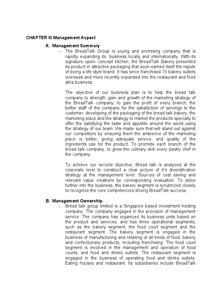 BreadTalk Group Management Overview | PDF | Marketing | Business