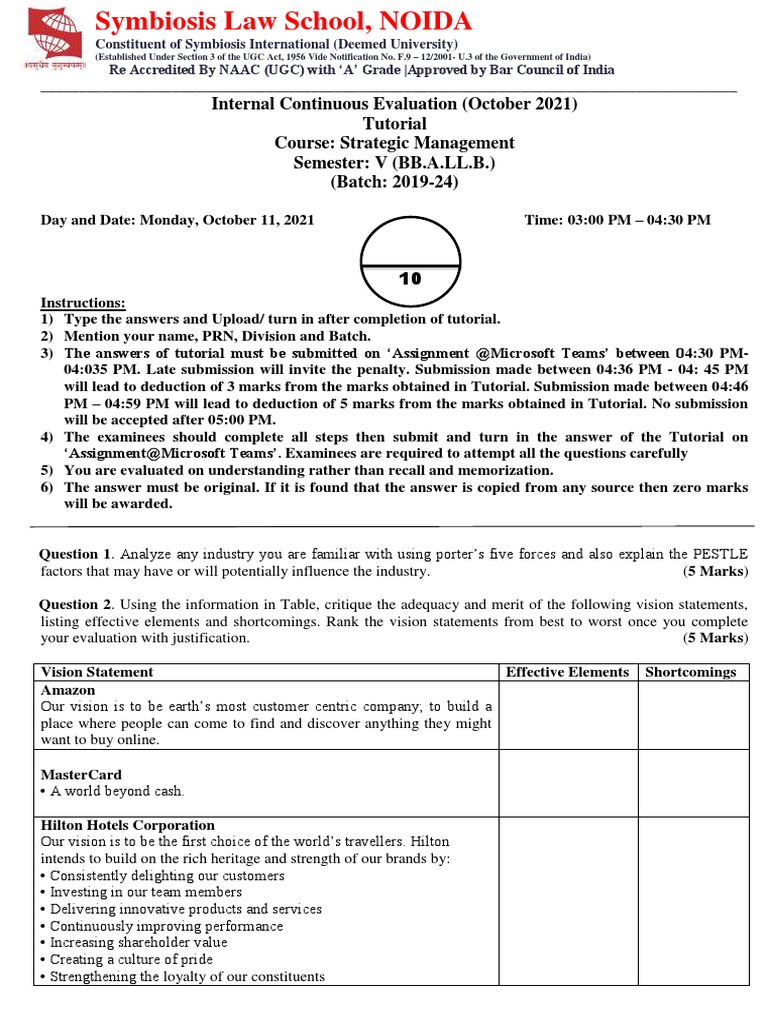 Strategic Management Question Paper | Download Free PDF | Business ...