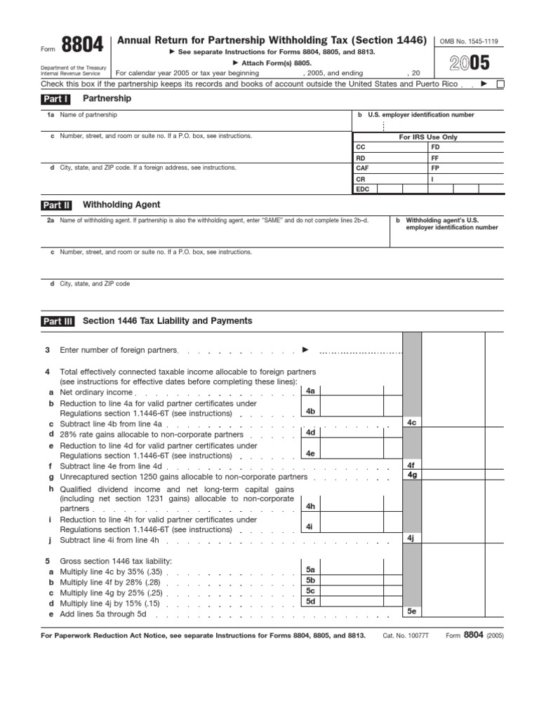 US Internal Revenue Service: f8804 - 2005 | PDF | Internal Revenue ...