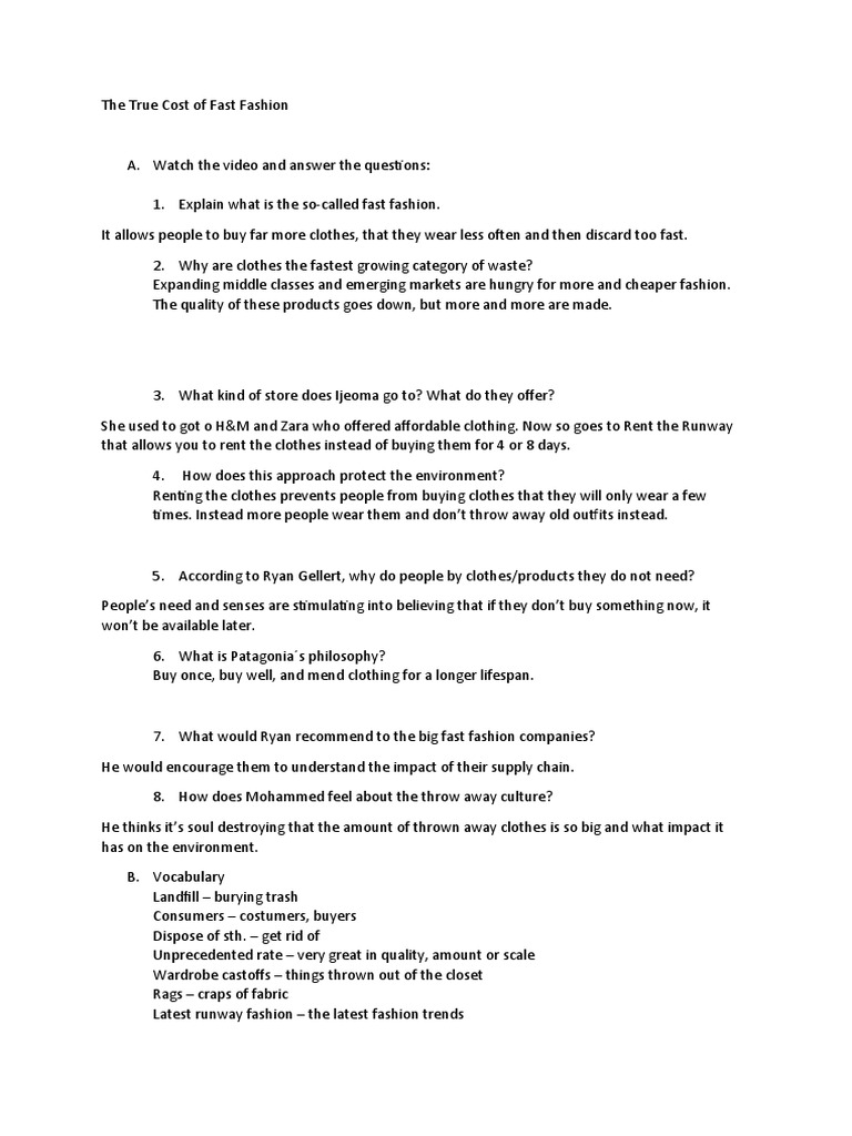 The True Cost of Fast Fashion | PDF | Fashion | Clothing