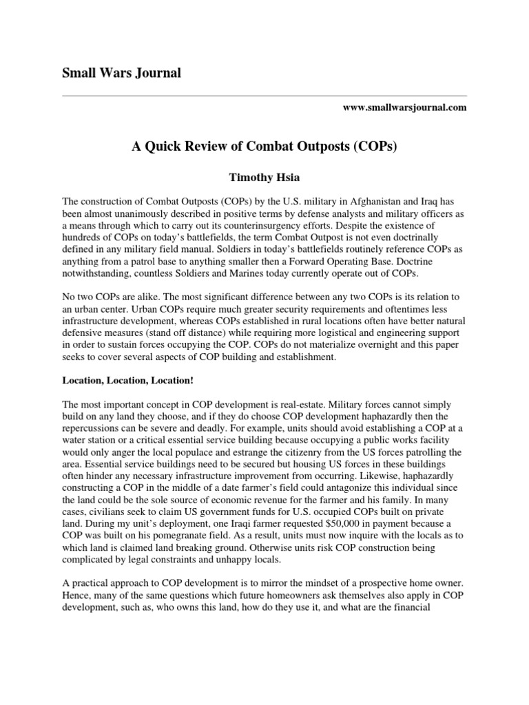 Combat Outposts | PDF | United States Army | Military