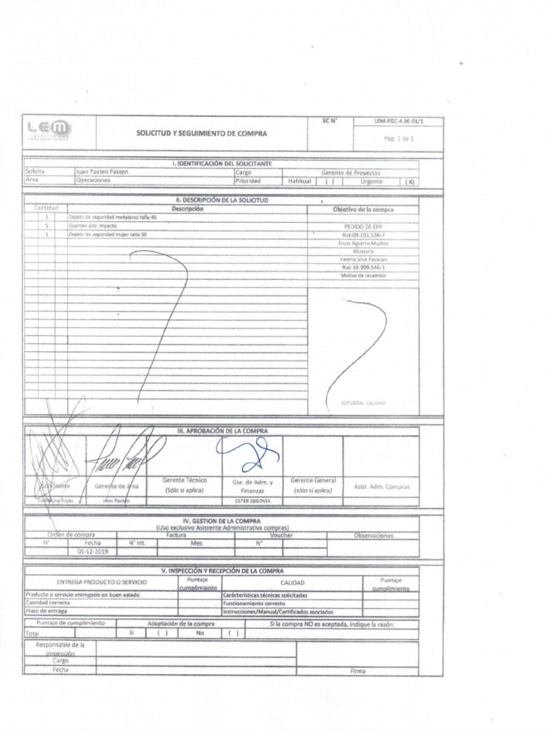 Solicitud de Compra Epp 06-12 | PDF