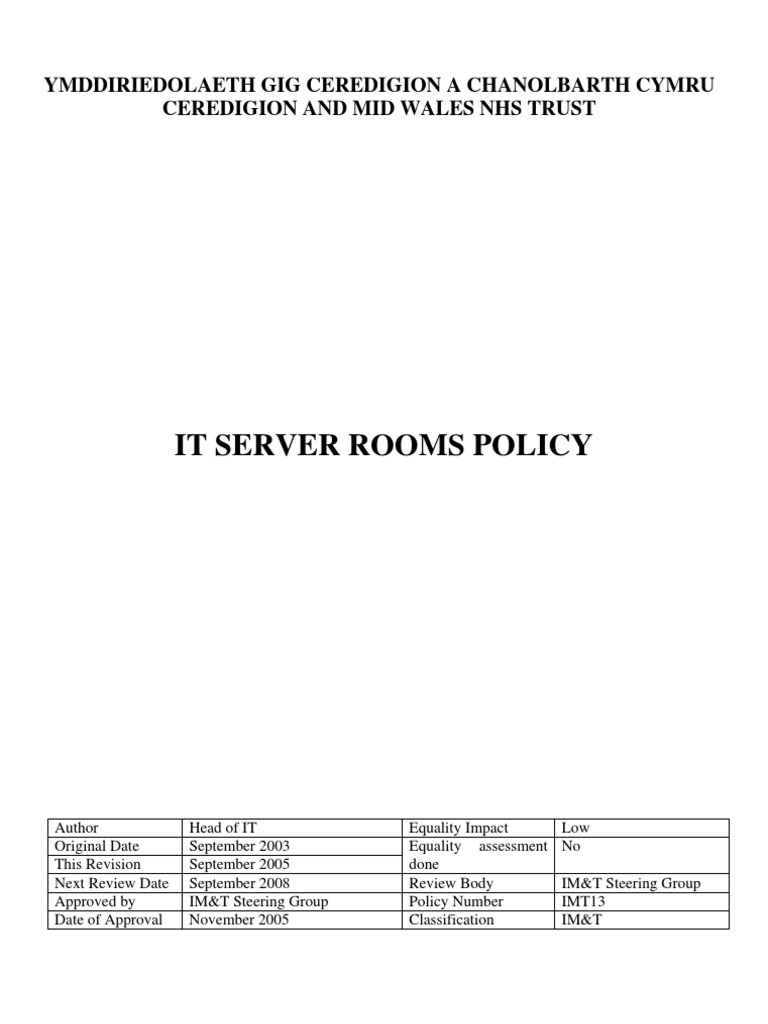Server Room Policy | PDF | Government | Justice
