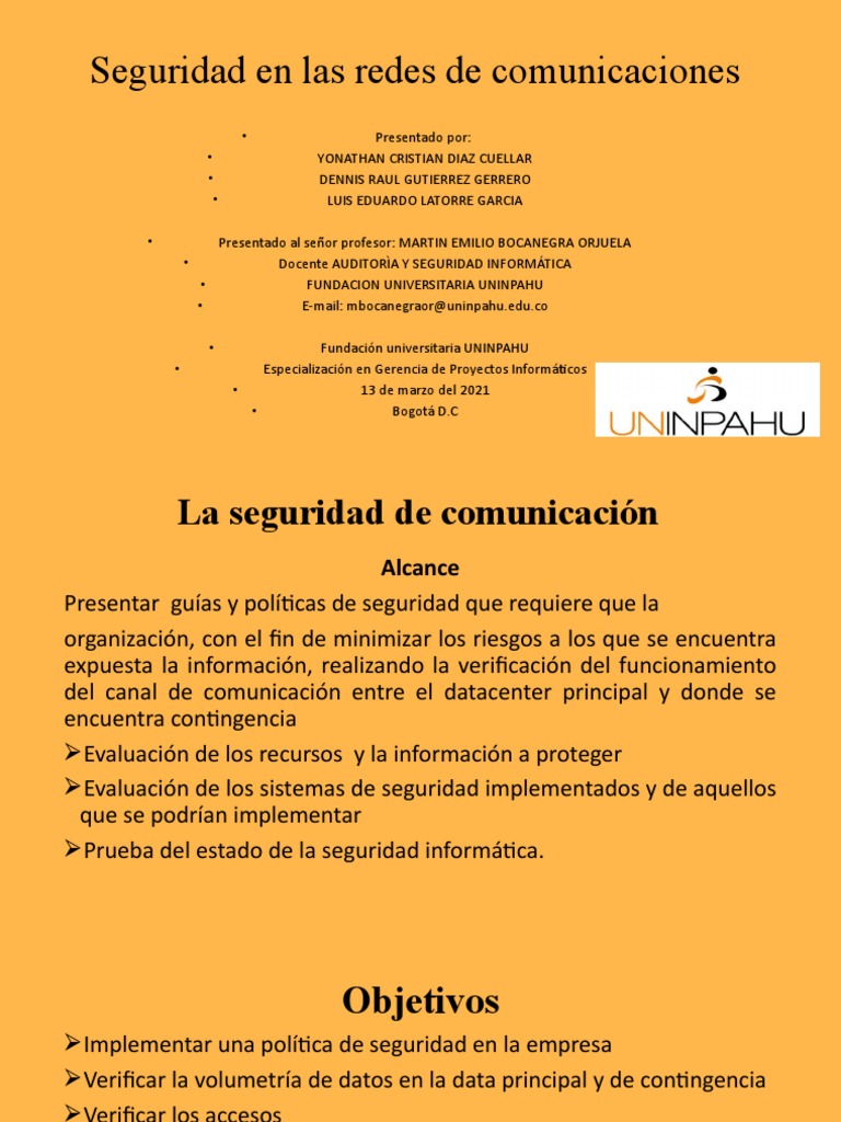 Diapositivas Seguridad en Las Redes de Comunicaciones Grupo 4 | PDF ...