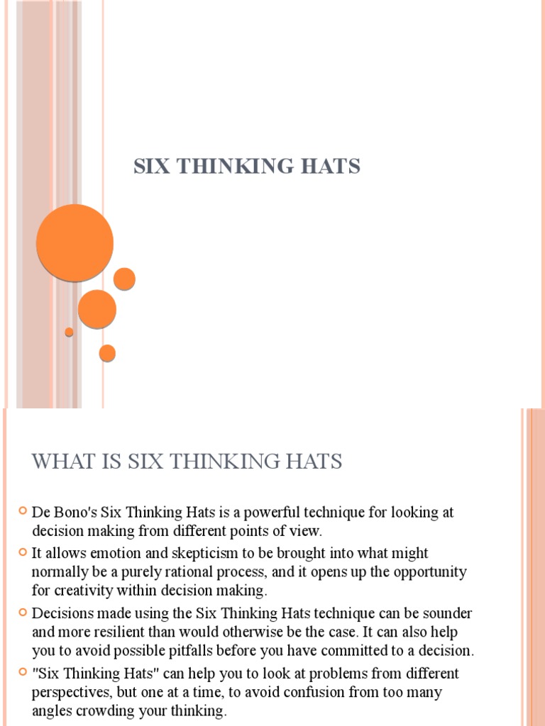 Implementing Six Thinking Hats to Make Strategic Decisions | PDF ...
