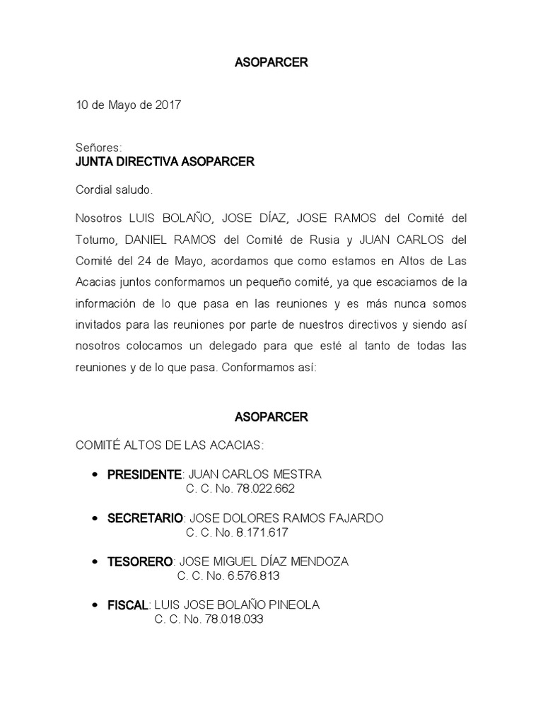 Oficio Junta Directiva | PDF