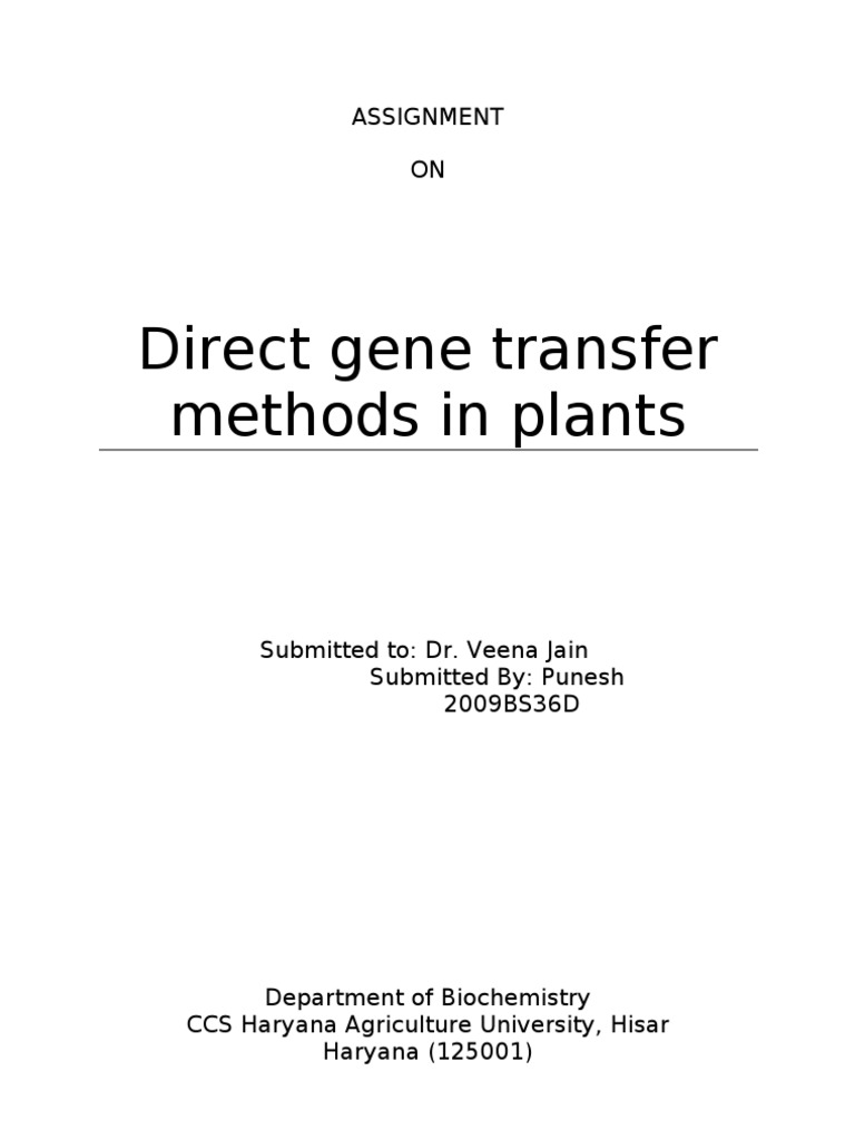 Direct Gene Transfer Methods | PDF | Transformation (Genetics ...
