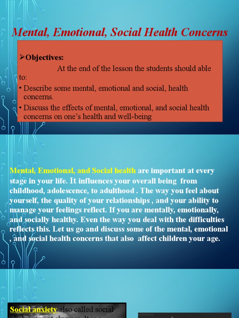 Mental, Emotional Health Concerns | PDF | Bullying | Social Anxiety