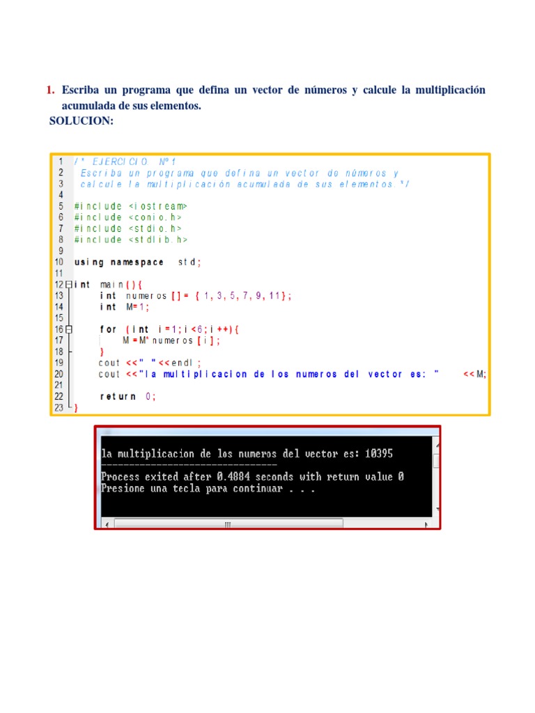 Escriba Un Programa Que Defina Un Vector de Números y Calcule La ...