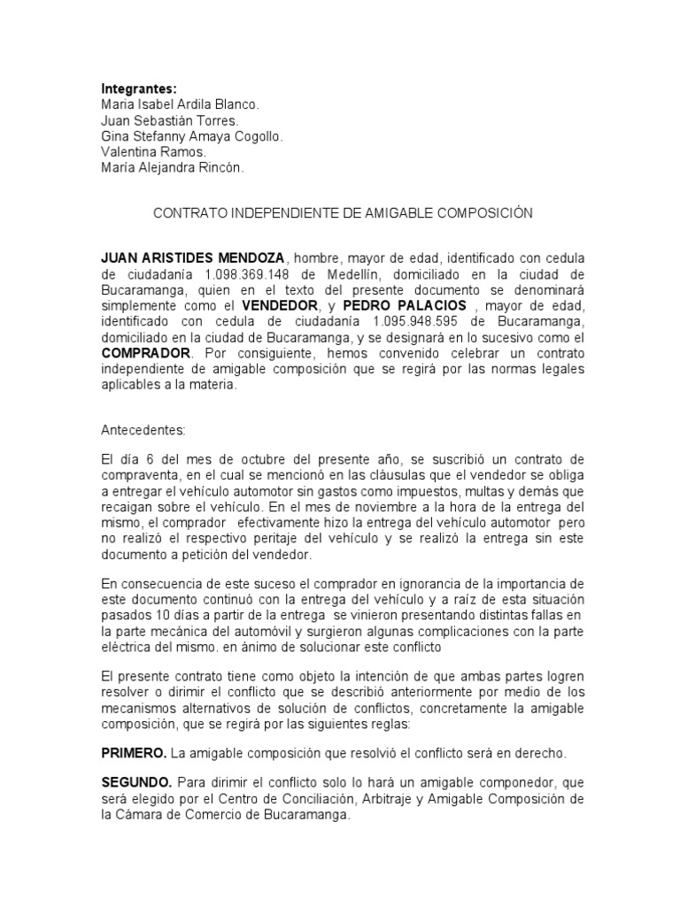 Contrato Independiente de Amigable Composicion | PDF | Arbitraje | Justicia