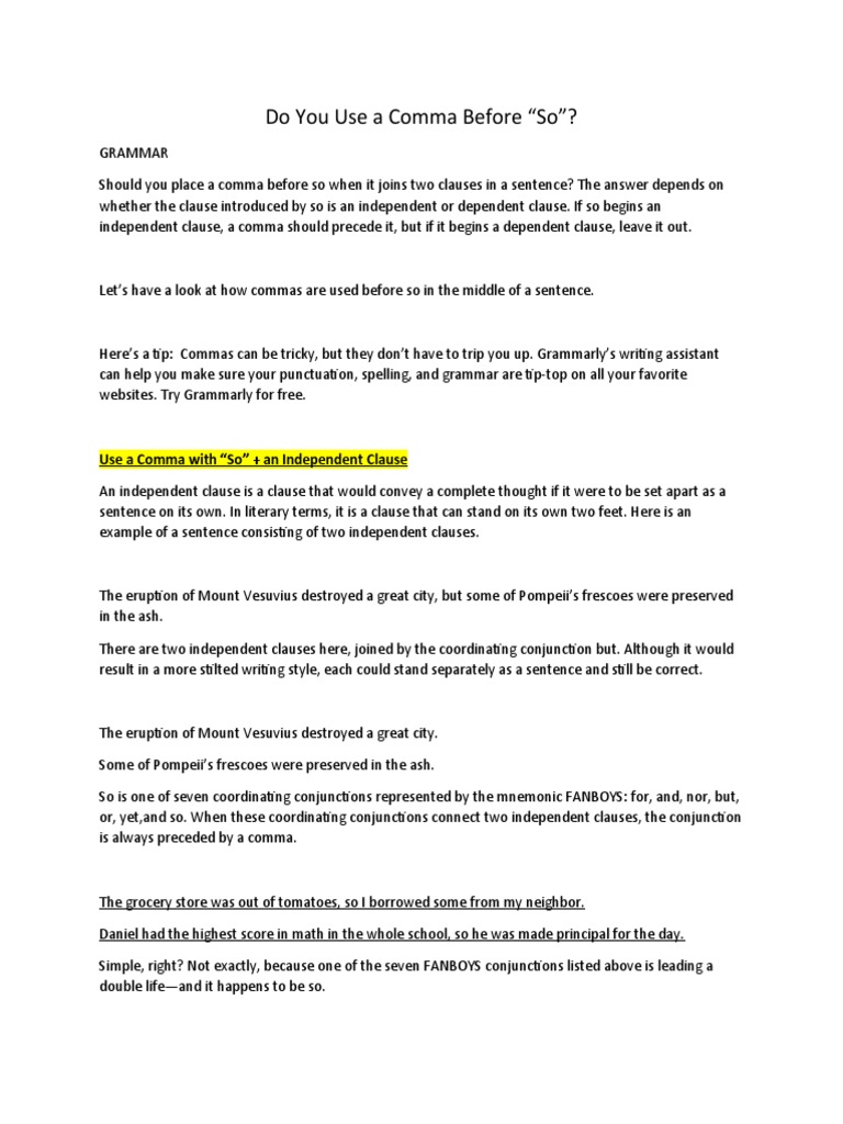 Do You Use A Comma Before So | PDF | Comma | Syntax